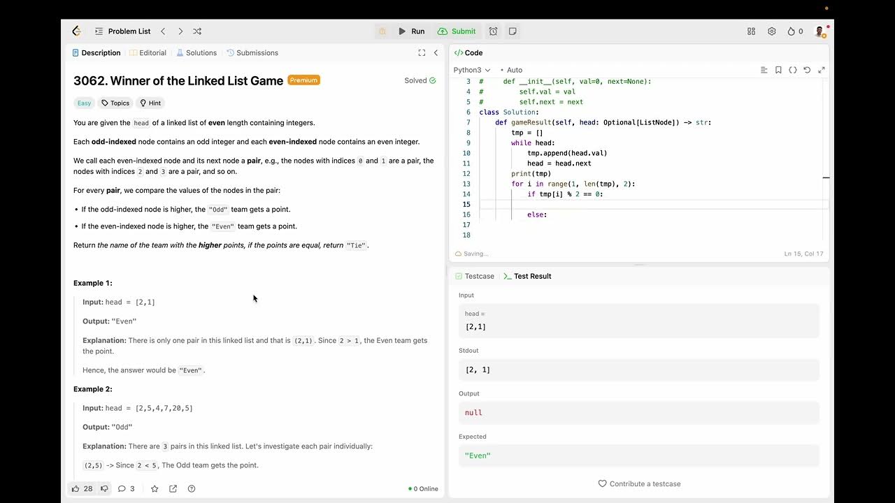 Winner Of The Linked List Game - YouTube