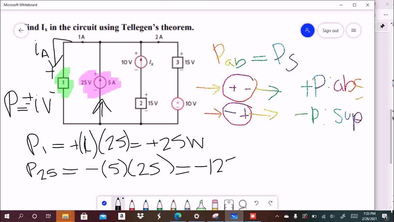 Tellegen's Theorem Circuit. Find Ix in the circuit using Tellegen’s theorem. - YouTube