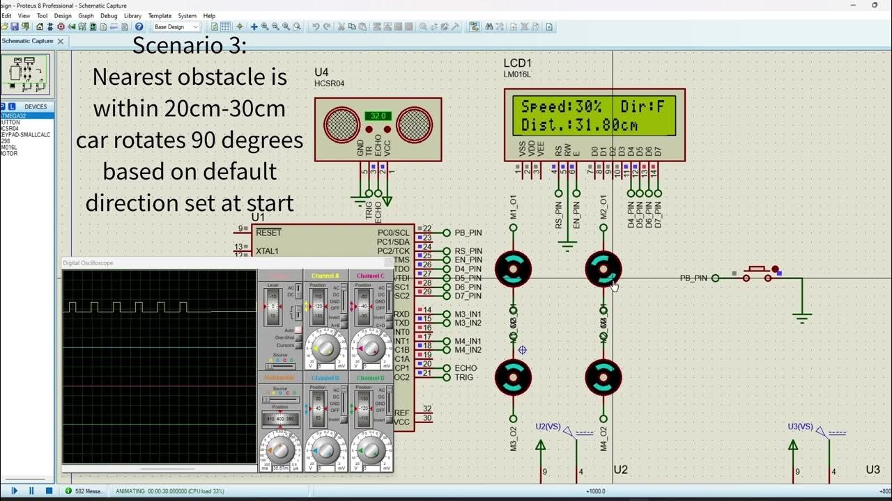 Obstacle Avoidance Car (ATmega32 Proteus Simulation) - YouTube