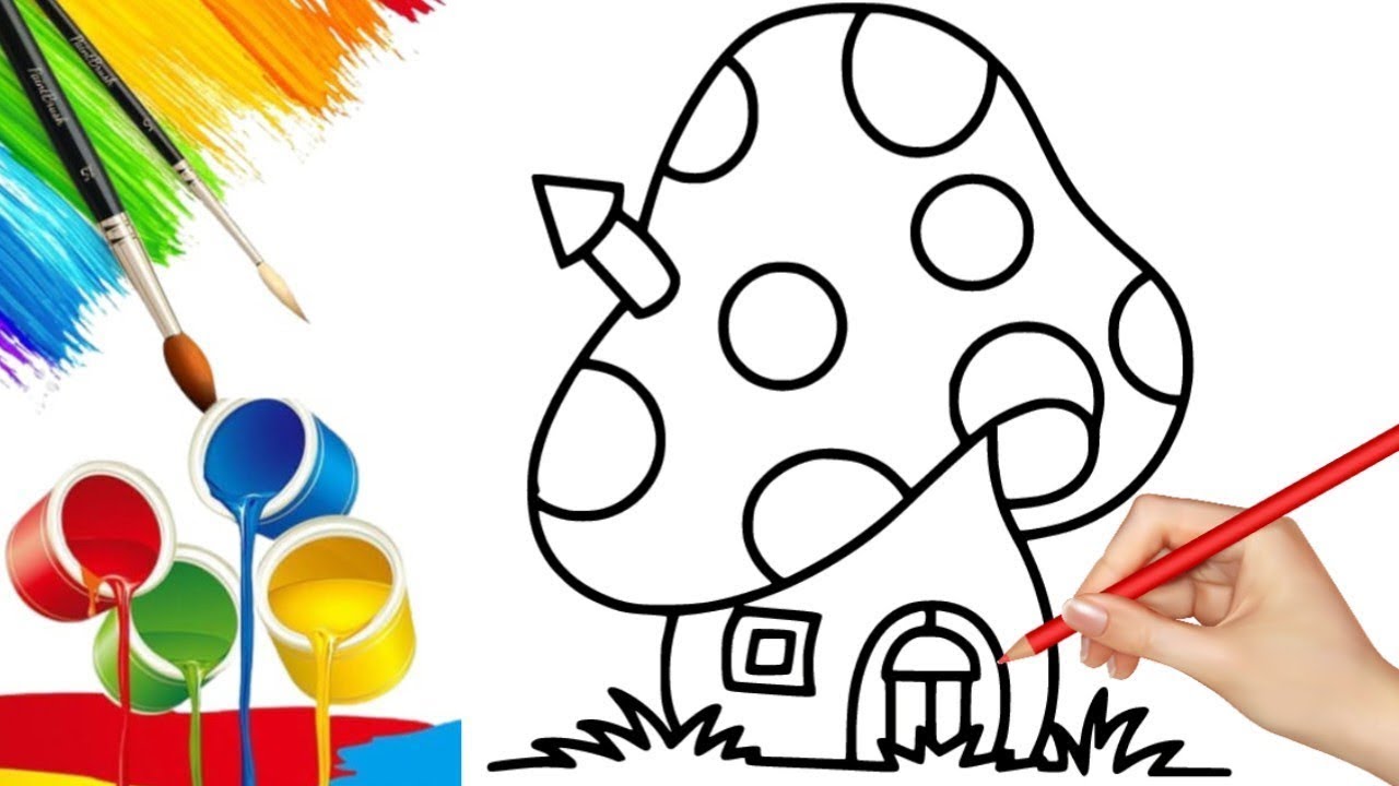 How To Draw A Fairy Mushroom House / Step by step for kids - YouTube