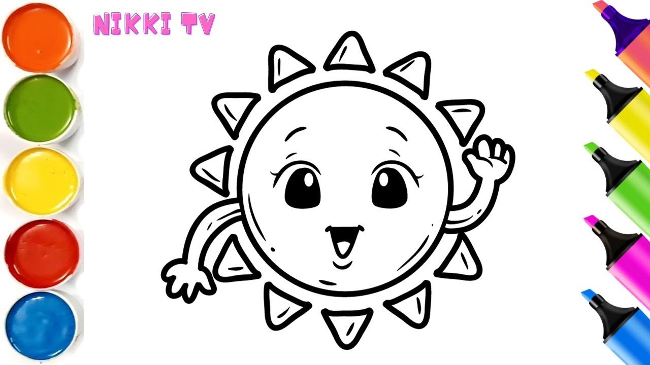 The Smiling Sun 🌞 Drawing, Coloring & Painting for Kids, Toddlers ...