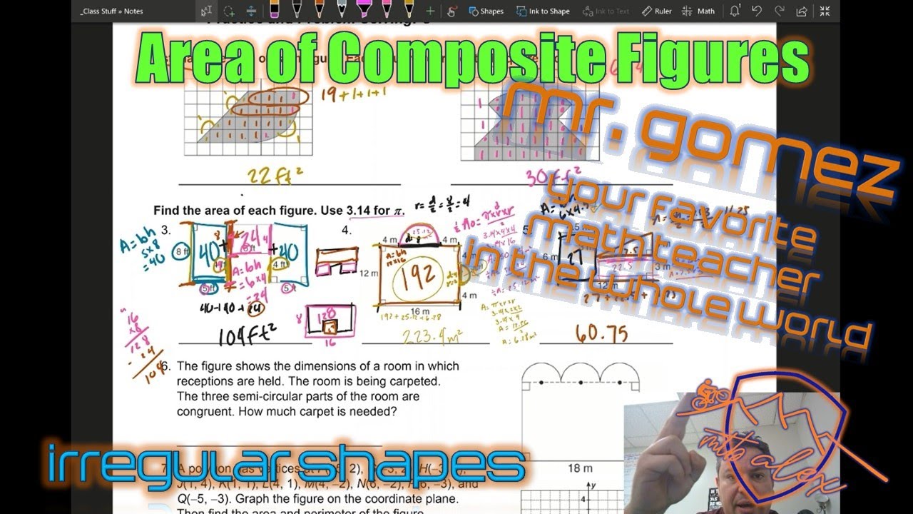Area of composite figures more complex shapes - YouTube