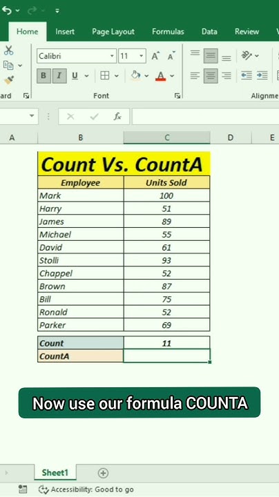 What To Use Count or CountA Formula In Excel #excel #excelcourse #msexcel2016 #msexceltips - YouTube