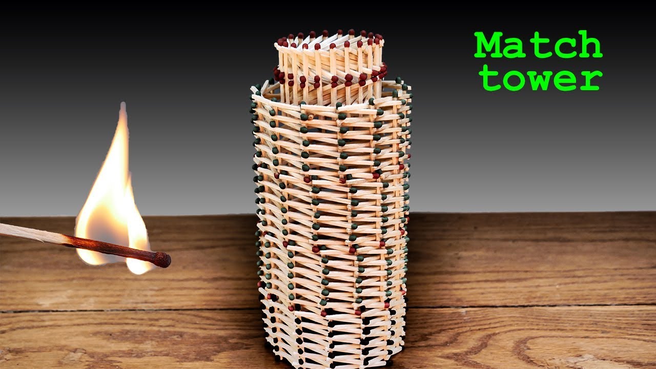 How to Make a Match Tower Without Glue and Burn it - YouTube