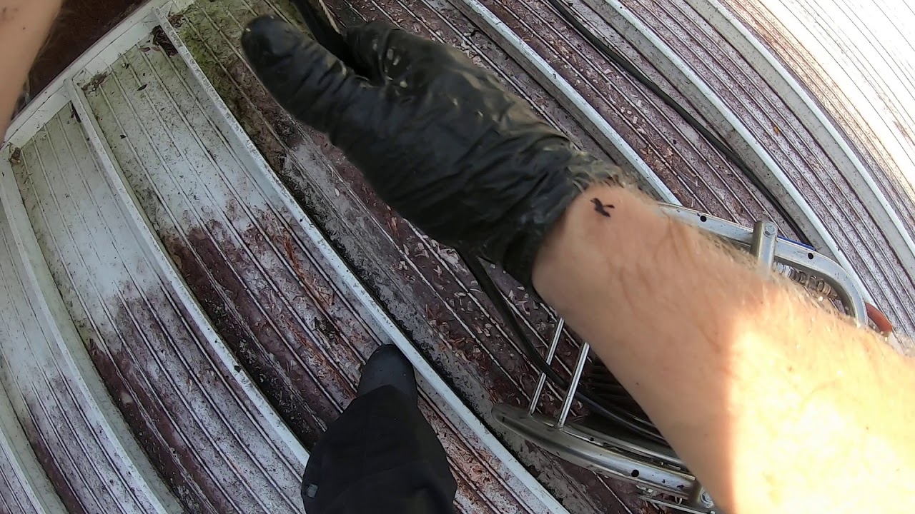 Cleaning Commercial Gutters Pt5 Jetting Toward Downspout - YouTube