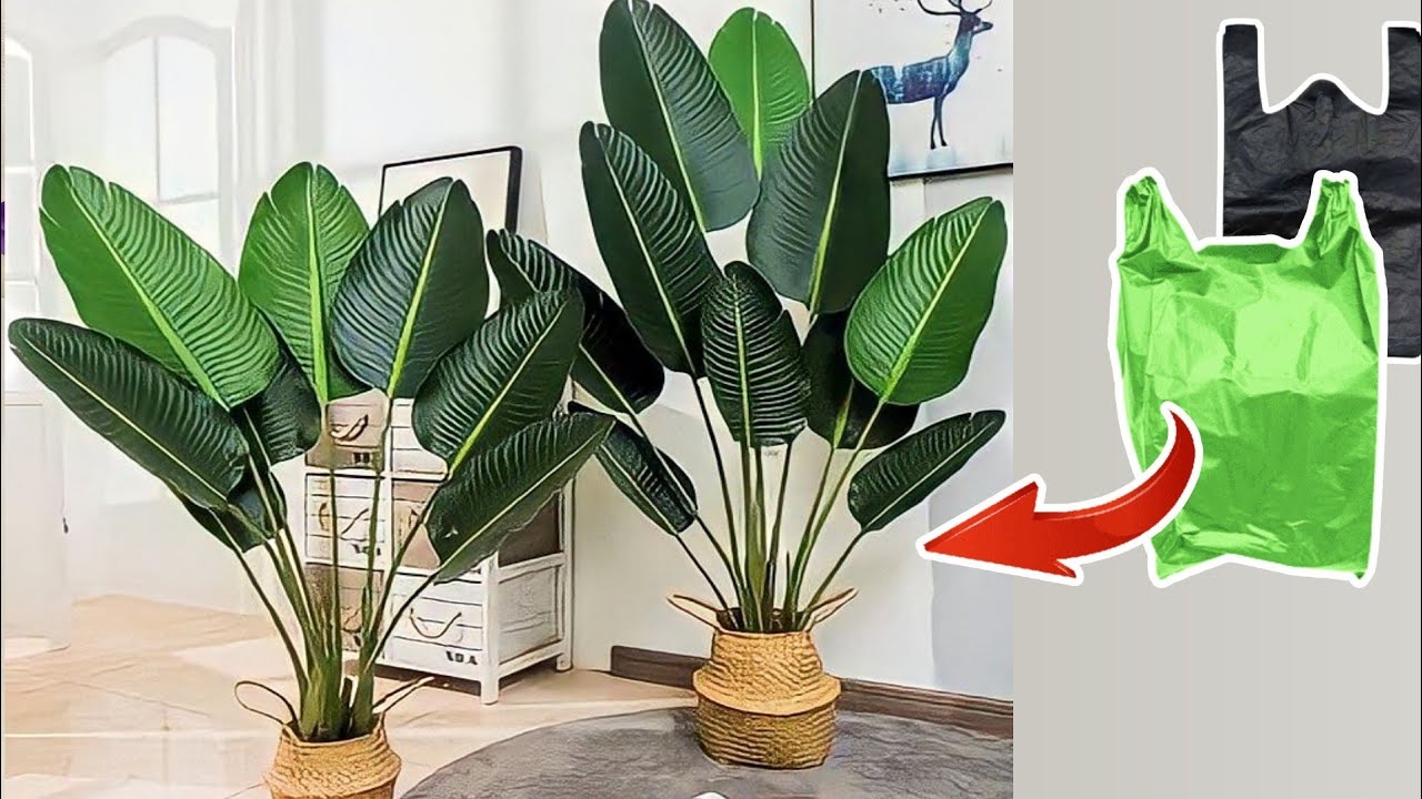 DIY Tutorial Membuat Tanaman Daun Pisang Hias dari Plastik Kresek ...