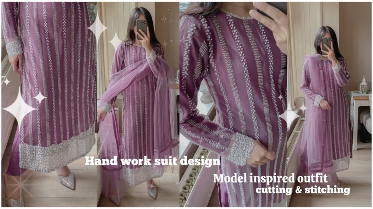 Hand work suit Design 🕊️Embroidery suit cutting & stitching #shariya ...