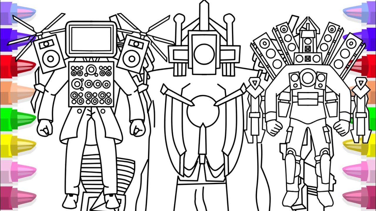 Skibidi Toilet new Coloring Pages - Upgraded TITAN TV MAN/CAMERAMAN ...