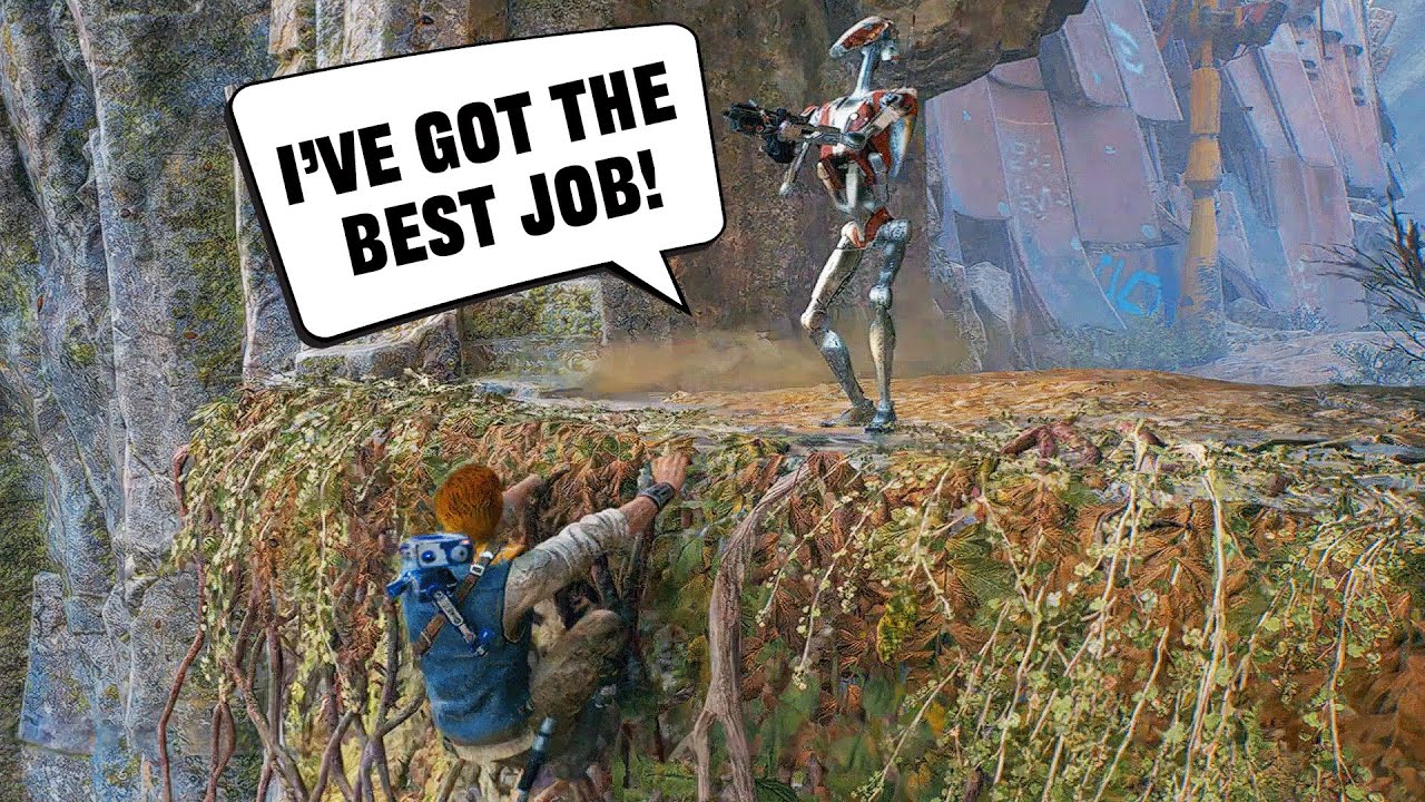 Droid Hilarious Cliff Scene in Star Wars Jedi: Survivor - YouTube