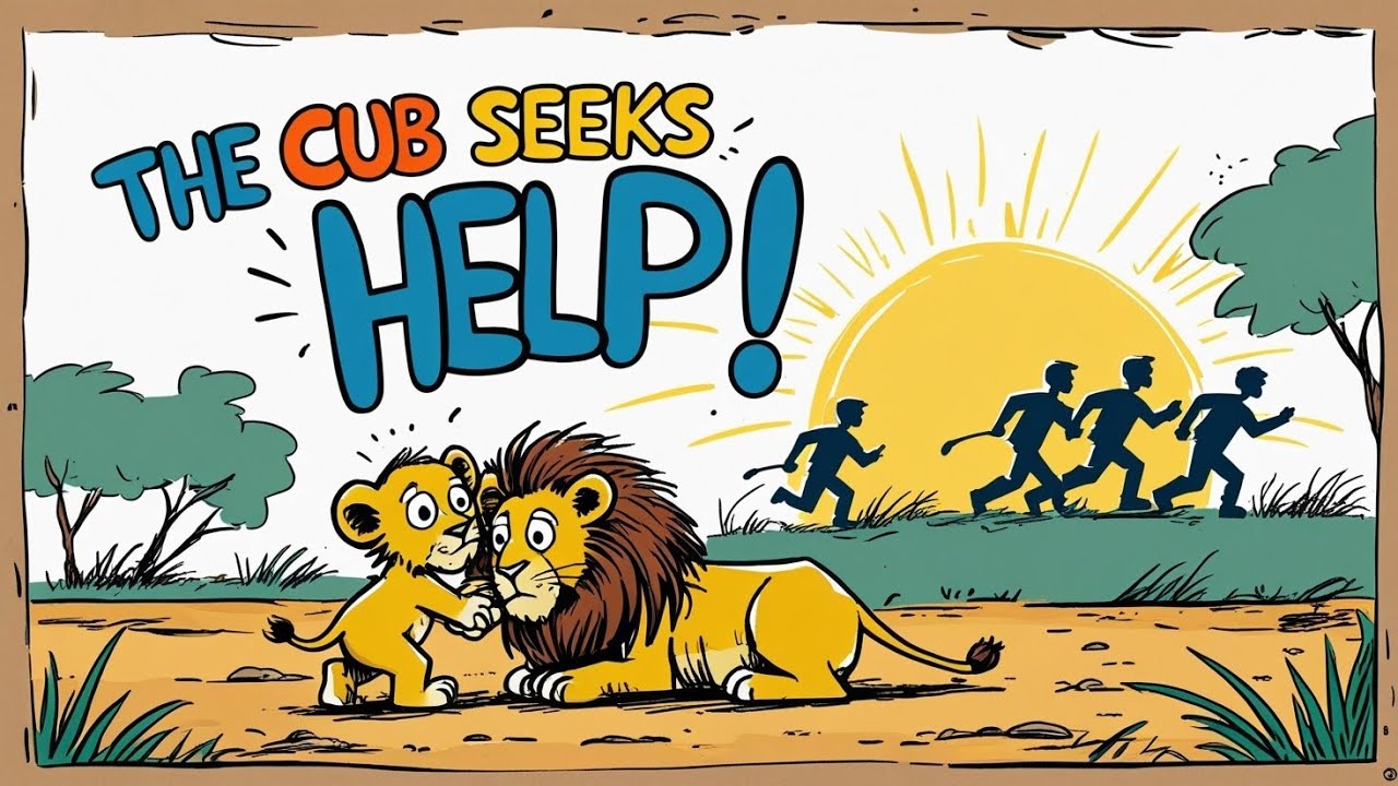 The cub seeks help, and the injured lion is rescued by heroes! 🦁 # ...