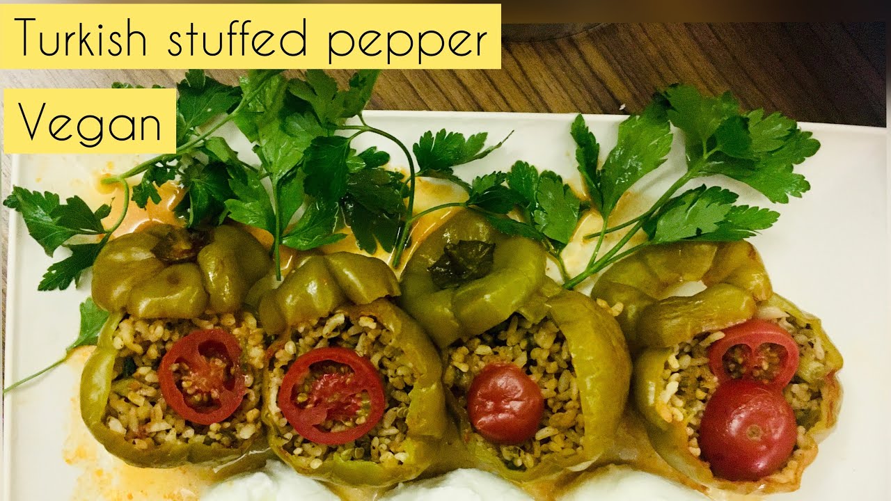 Turkish stuffed pepper-biber dolma-vegan recipe - YouTube