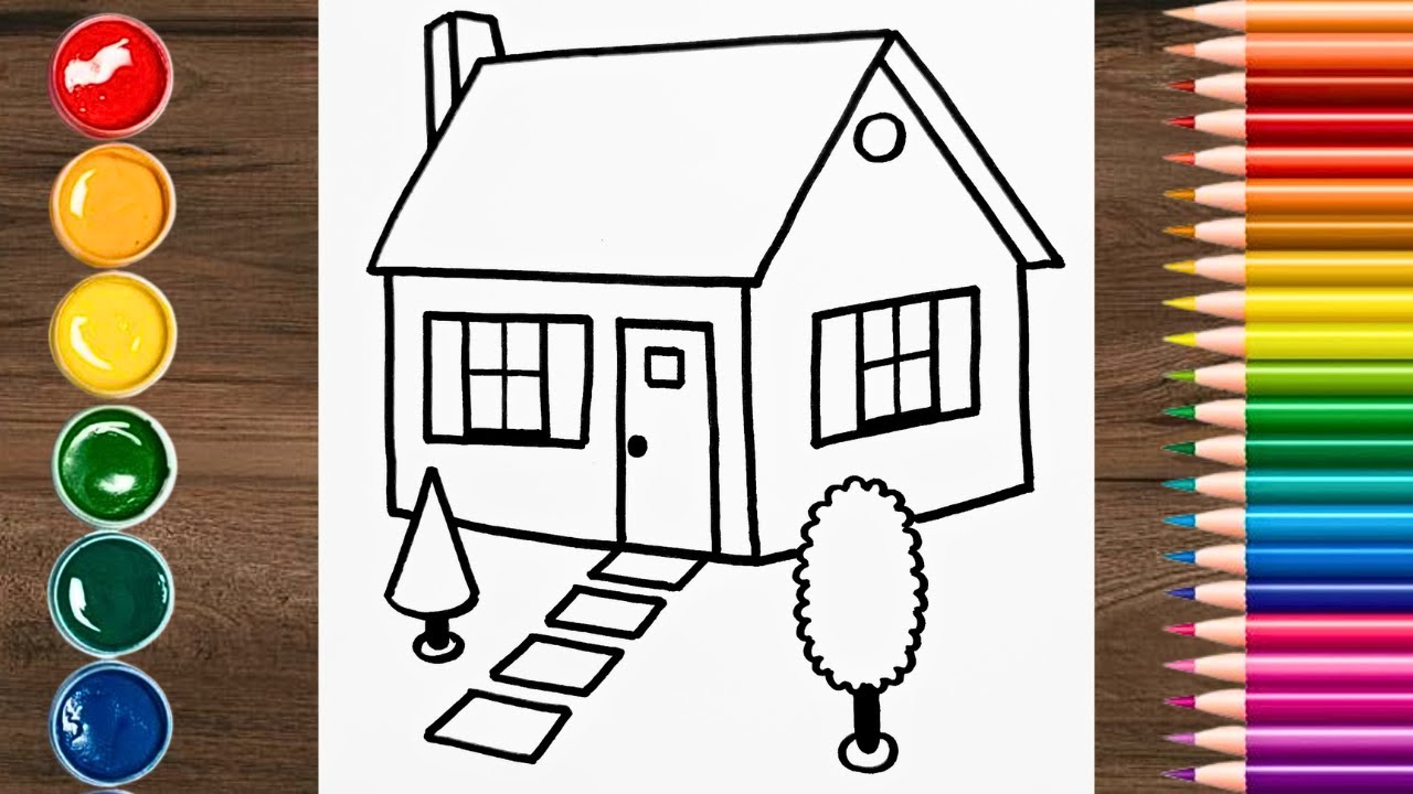 How to draw a HOUSE │ EASY drawing tutorial for beginners │ Step by ...