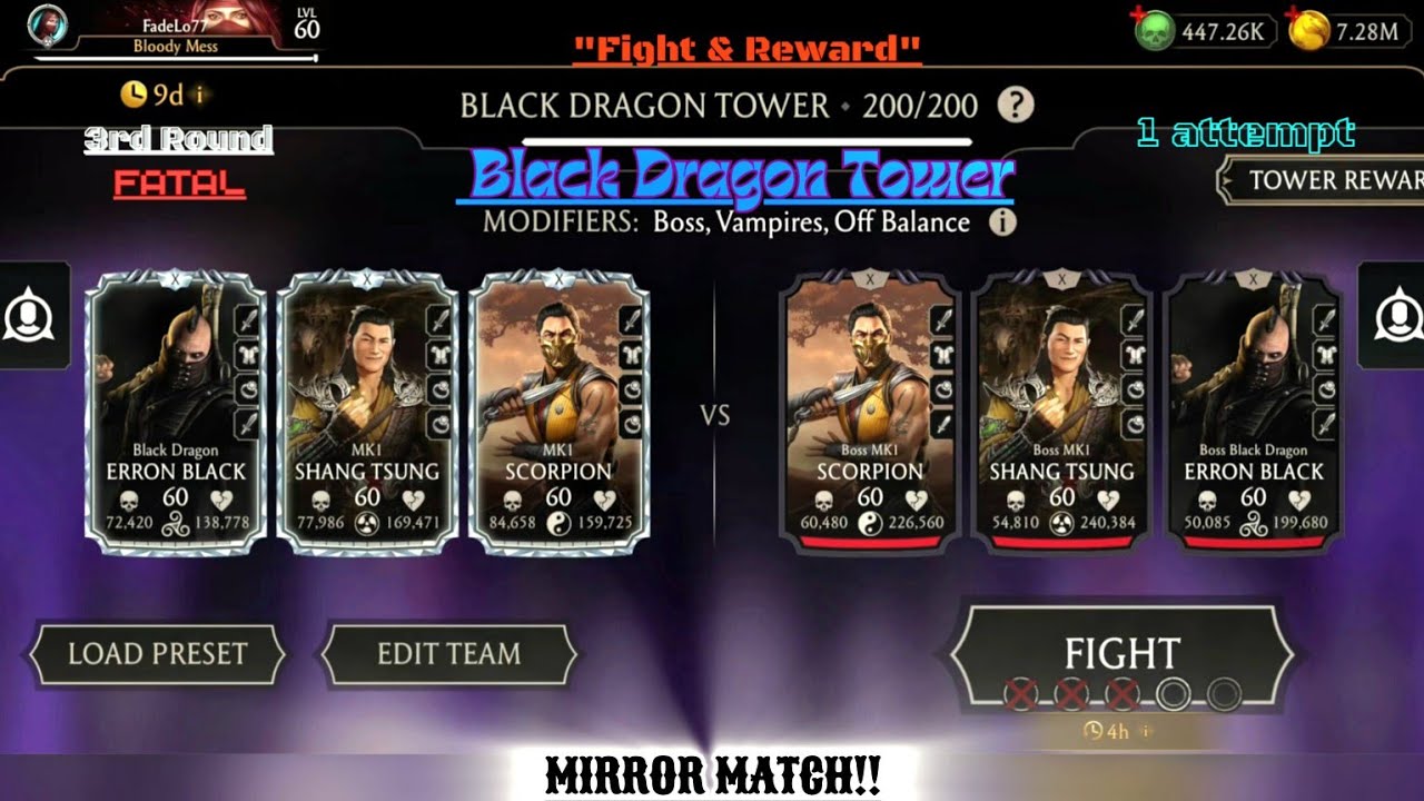 Mk Mobile. Black Dragon Tower (Fatal) Final Bosses 3rd Round Fight ...