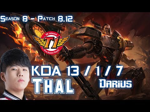 SKT T1 Thal DARIUS vs IRELIA Top - Patch 8.12 KR Ranked - YouTube