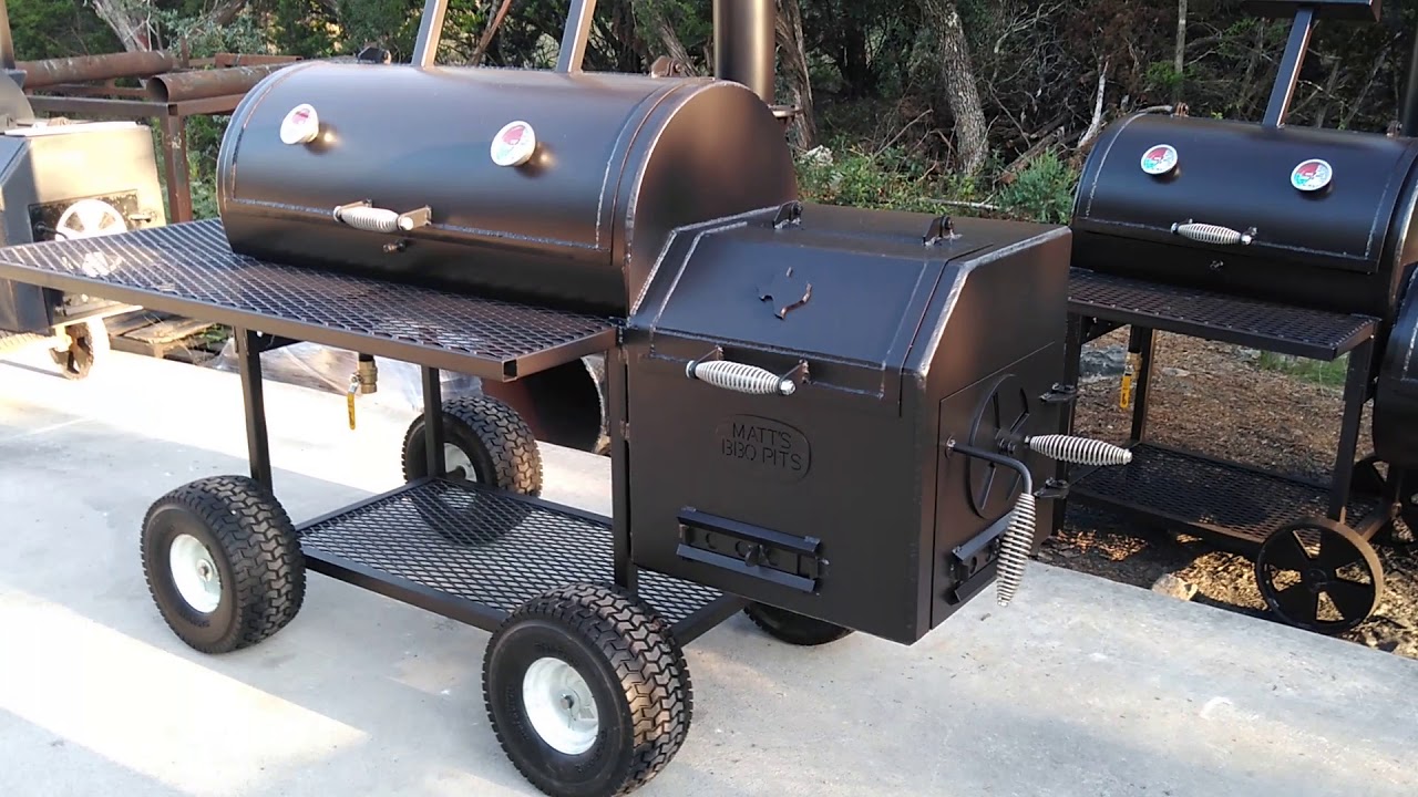 Matt's BBQ Pits LLC 2040 Premium Square Firebox with Mower Wheels - YouTube