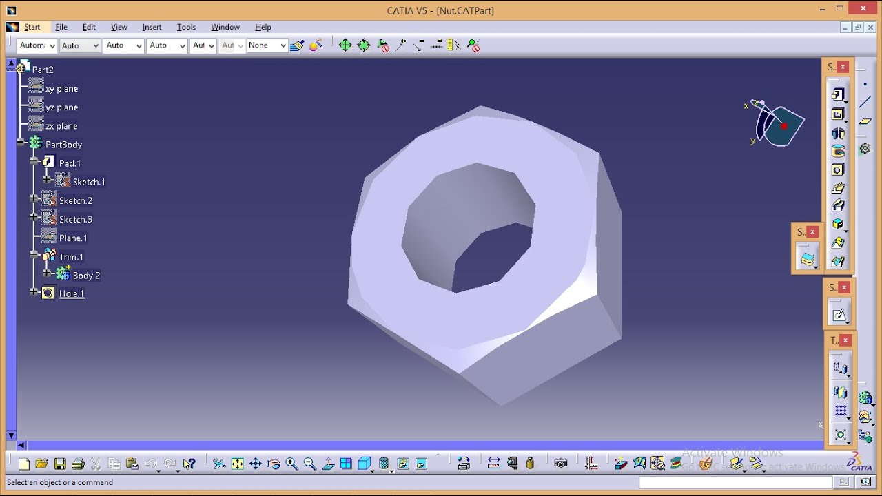 Catia Tutorials\How to design and simulate and Threaded hex screw and ...