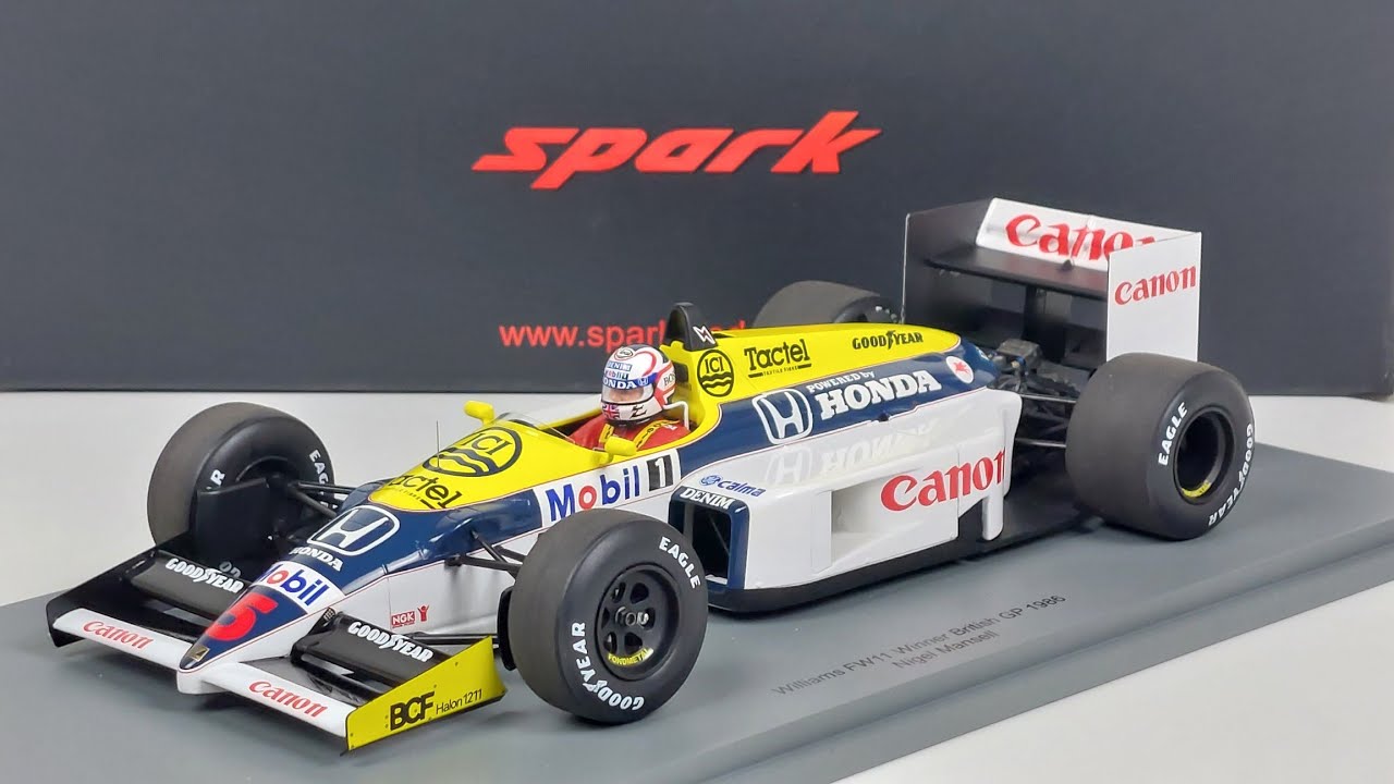 Spark 1:18 F1 Williams Honda FW11 Canon Racing Winner British GP 1986 ...