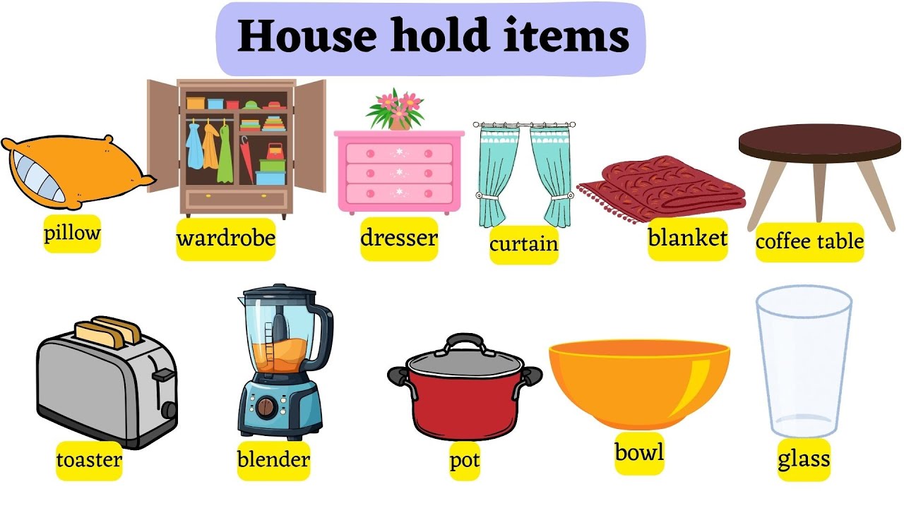 Household items | WORDS YOU MUST KNOW | English self learning - YouTube