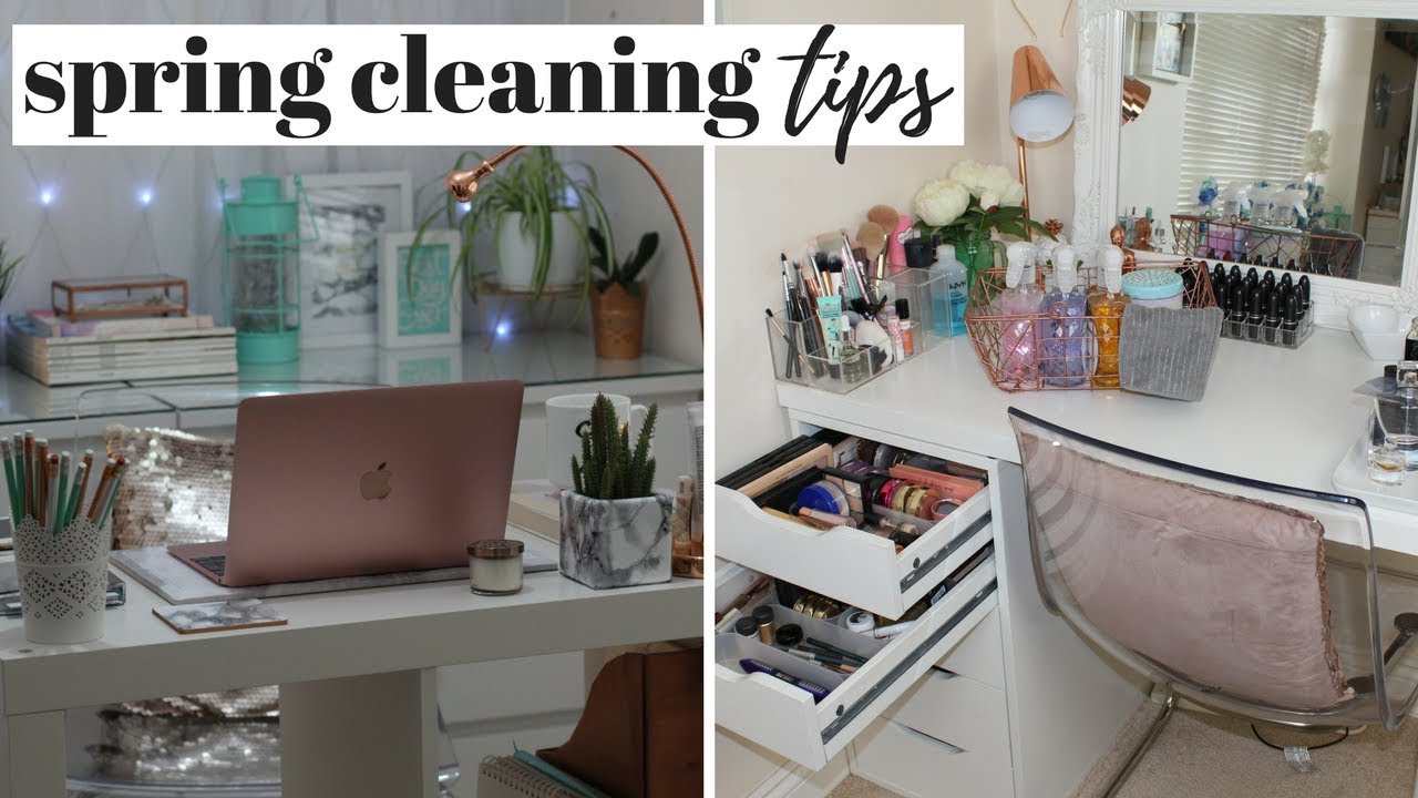 SPRING CLEANING TIPS FOR YOUR OFFICE & MAKEUP ROOM - YouTube
