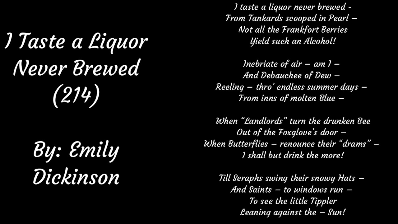Poetry Reading - I Taste a Liquor Never Brewed (Emily Dickinson) - YouTube