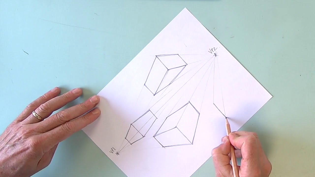 Drawing Class #1 - Drawing 2 Point Perspective Boxes - YouTube