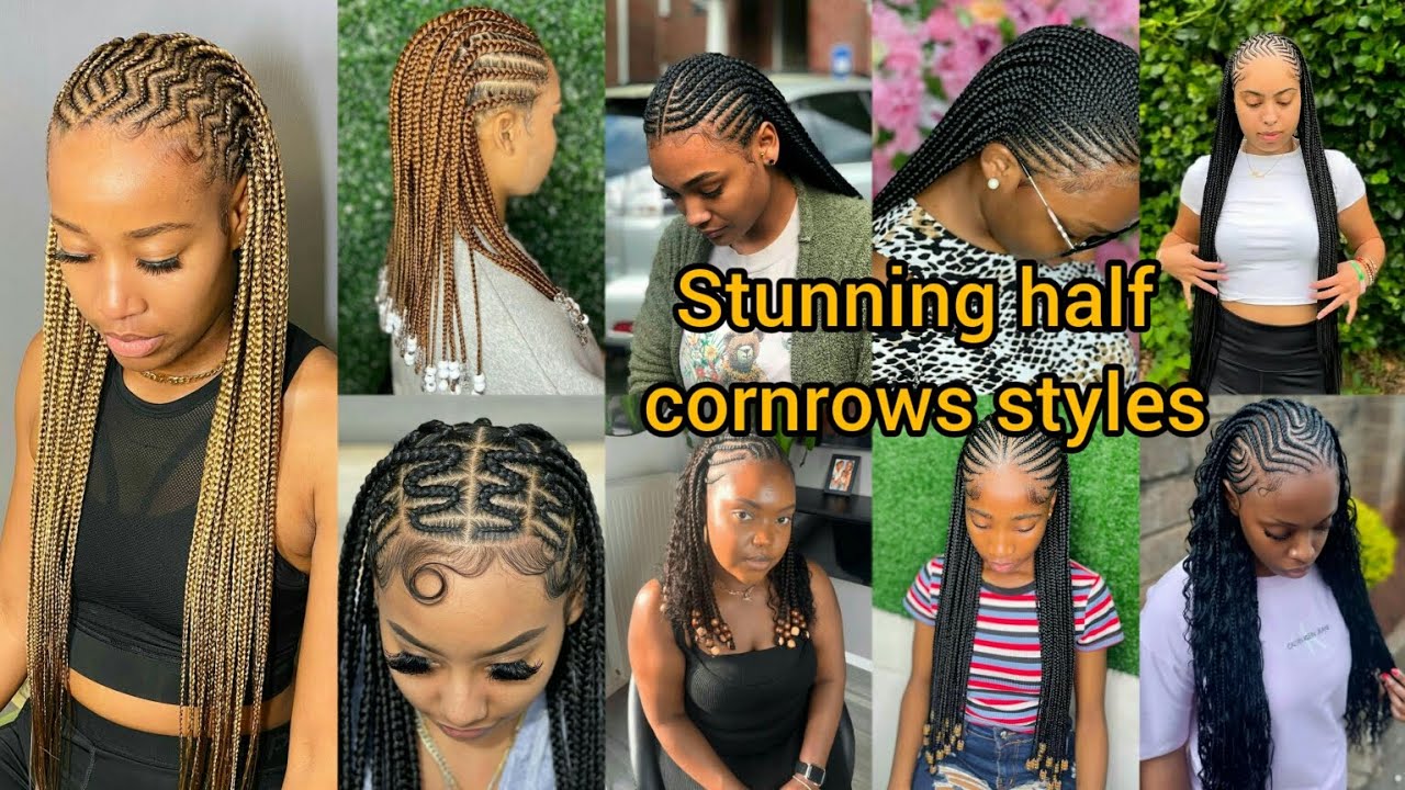 Stunning half cornrows styles 2024 | Cute simple cornrow hairstyles ...