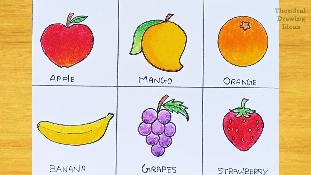 How to Draw Fruits Drawing | Fruits Easy Step by Step | Fruits Drawing ...