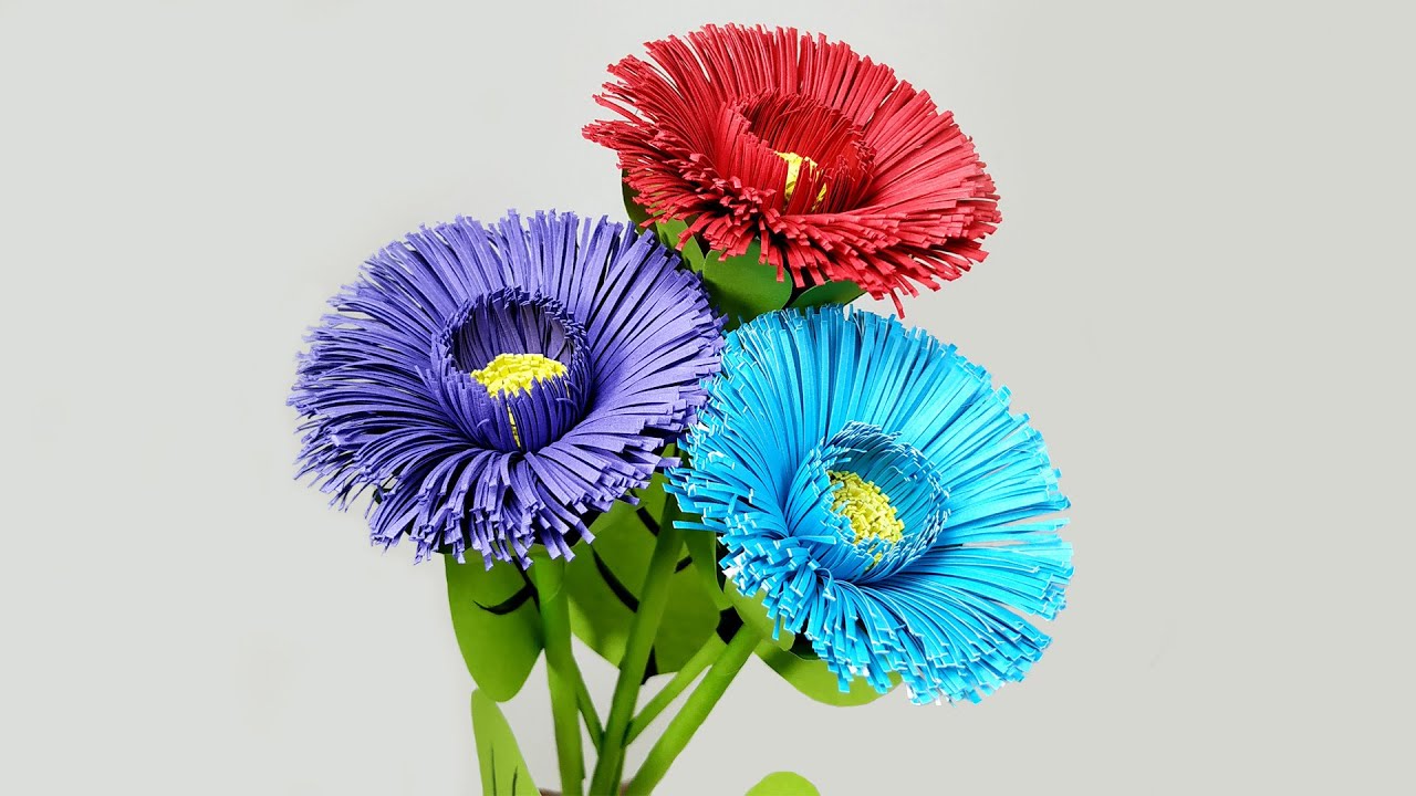 How To Make Aster Paper Flowers | Origami flower | Paper Flower ...