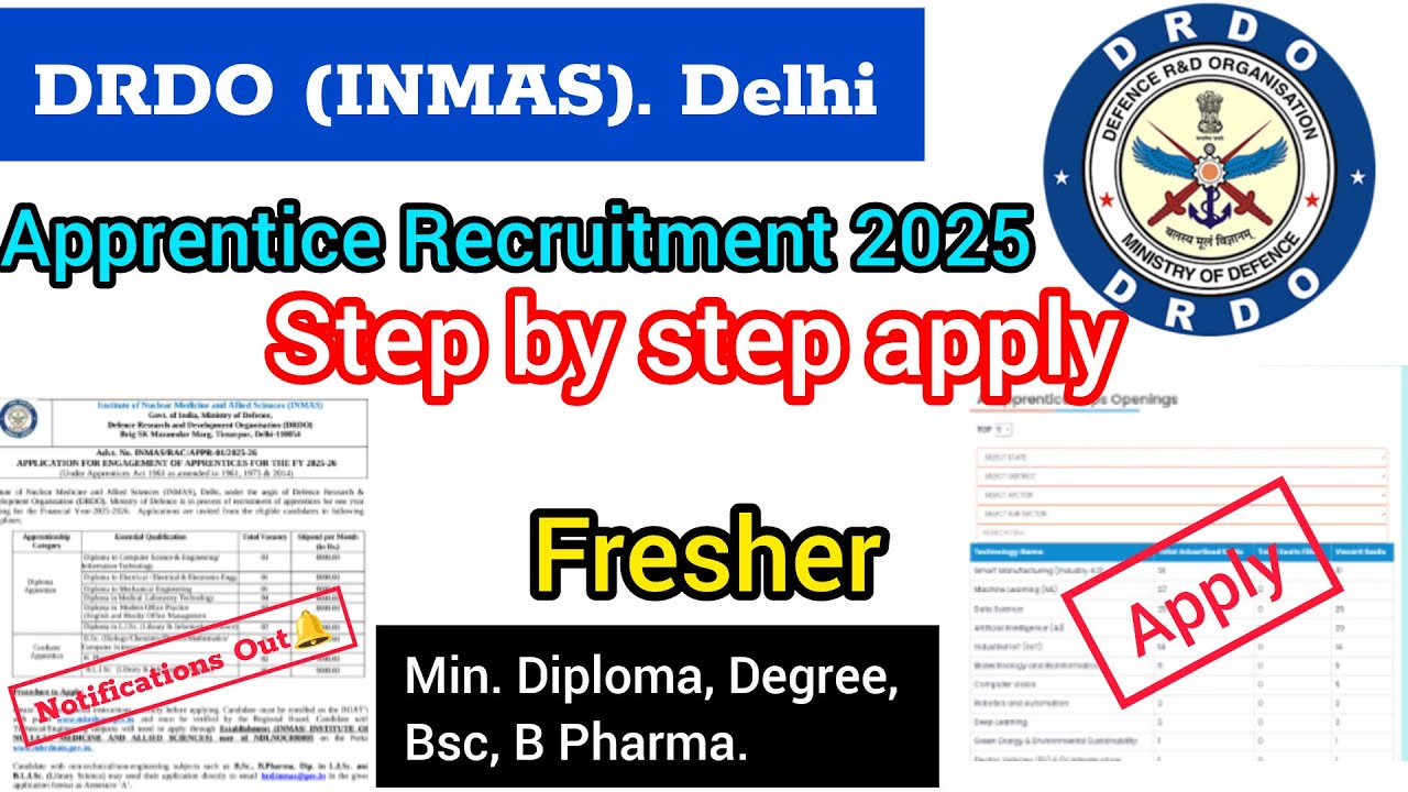 DRDO (INMAS) Delhi Apprentice Recruitment Apply Online Full Video ...