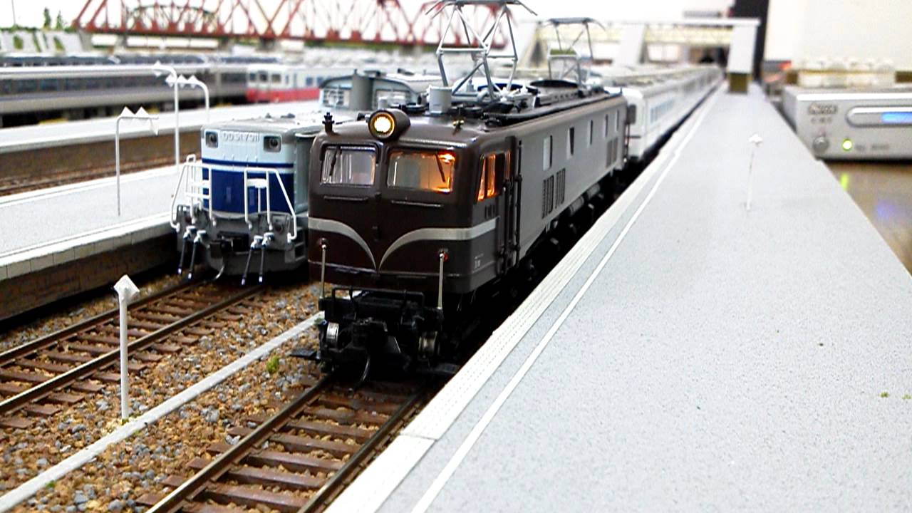 カンタムサウンドEF58 150機牽引「みやび」②japanese ho scale real layout - YouTube