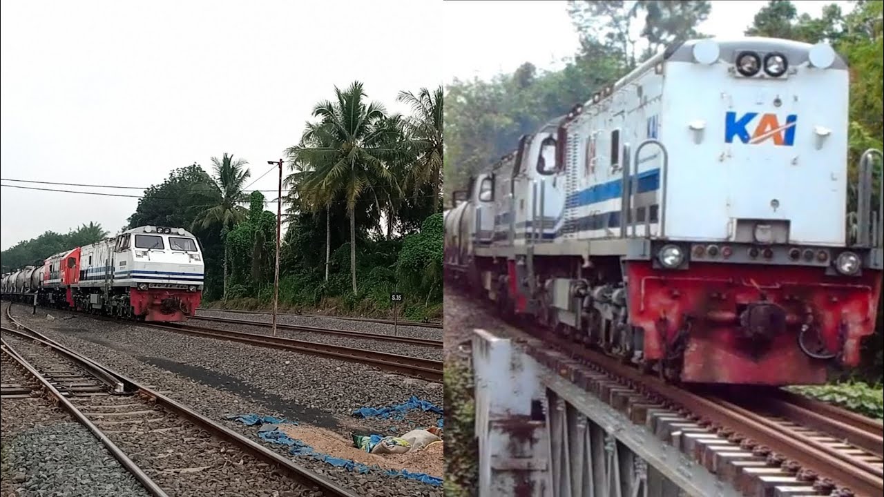 Double Traksi Lokomotif CC 201 & 204 Berdinas Kereta Api Pertamina ...