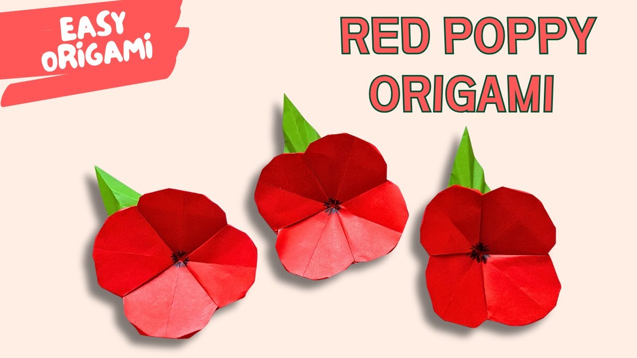 DIY Origami Poppy 🌺 | Easy Paper Flower Craft for Beginners - YouTube