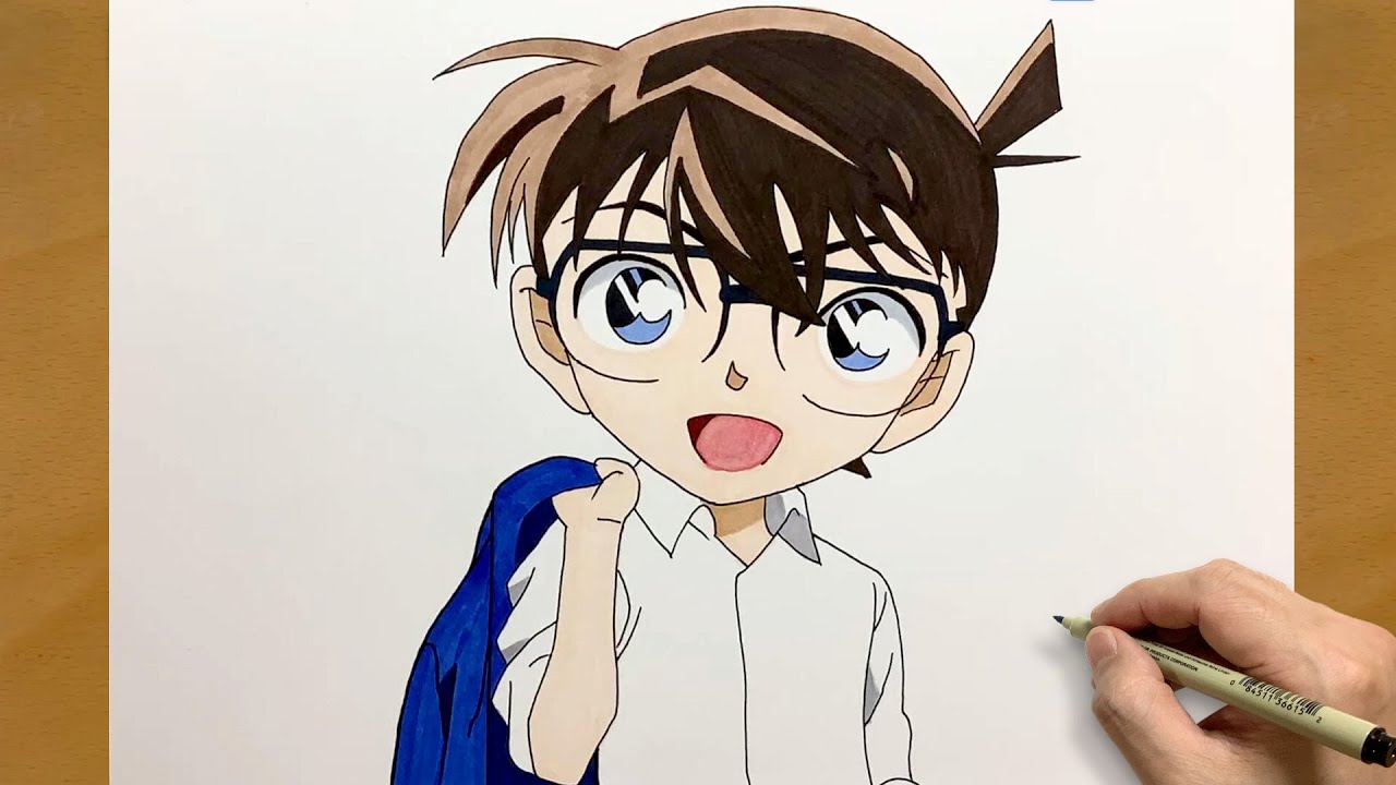 How to draw Conan Edogawa with color | Easy anime drawing tutorial ...