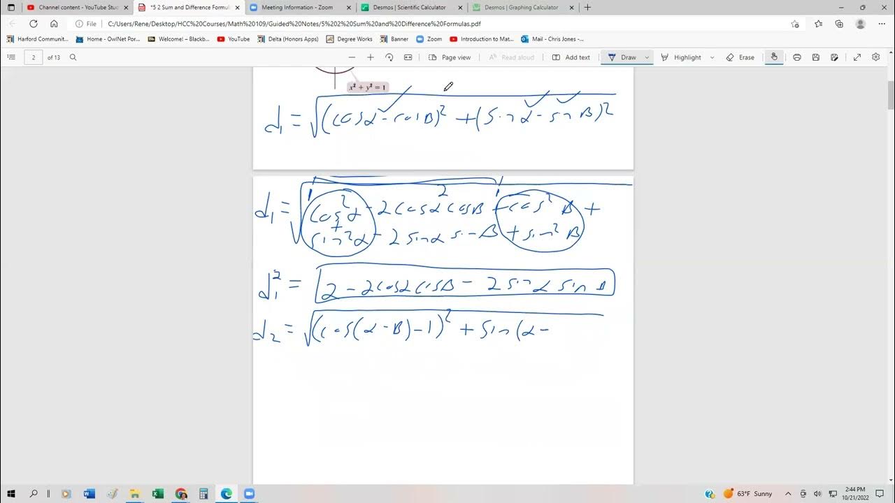 5 2 1 Sum and Difference Formulas - YouTube