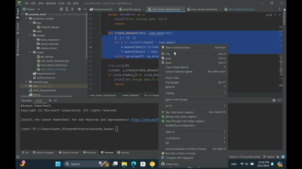 Stock Prediction with Python and Streamlit: Day 7 RandomForest model - YouTube
