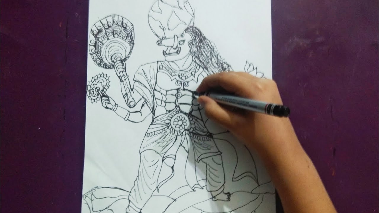 Varaha Avatar Easy Drawing - YouTube