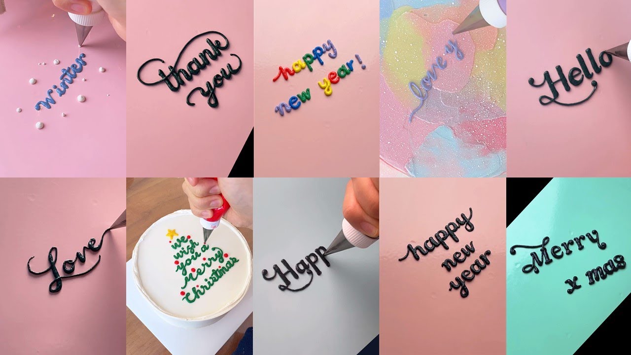 Perfect Lettering on Cakes / 레터링케이크 / Korean Lettering Cake - YouTube