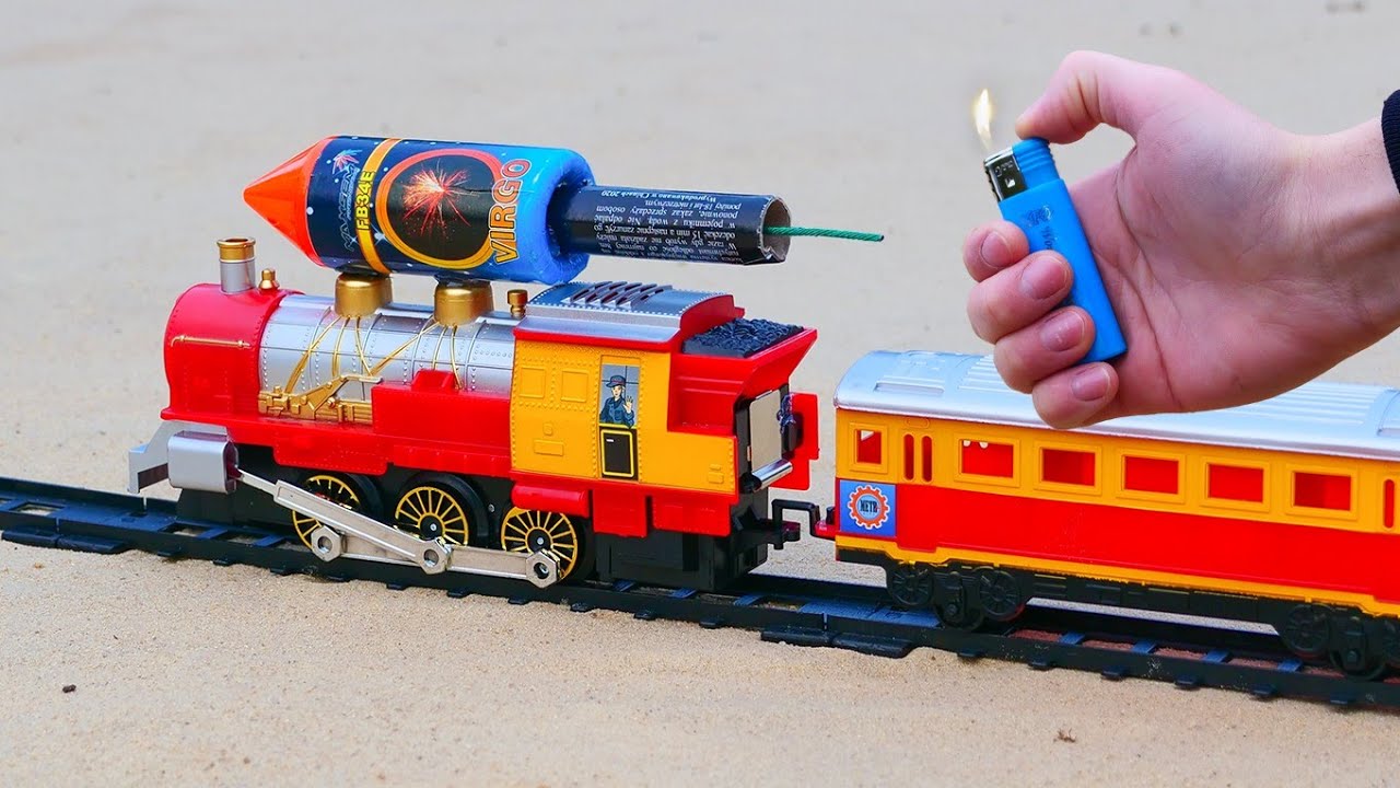 Experiment: Toy Train vs Fireworks - YouTube