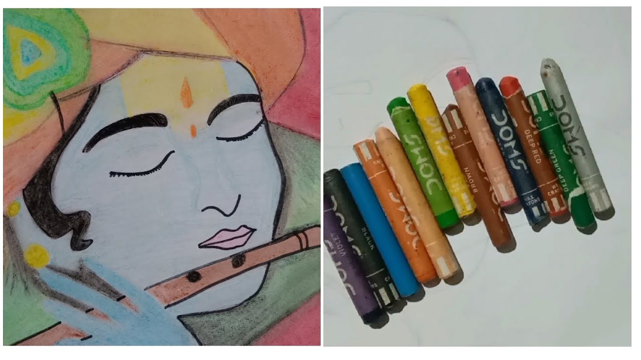 DIY krishna drawing||crayon se krishna drawing kese banayen#stepbystep ...