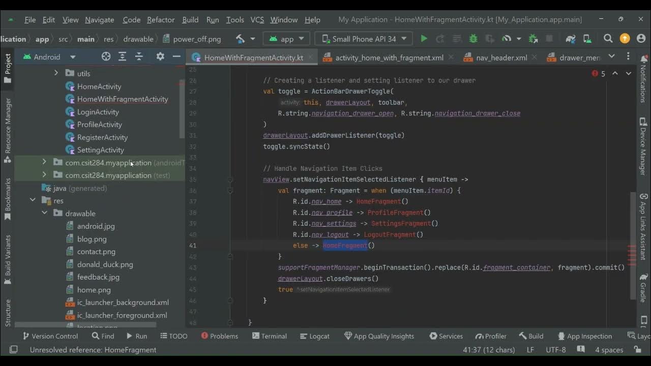 Slide Navigation Drawer with Fragment Implementation - YouTube