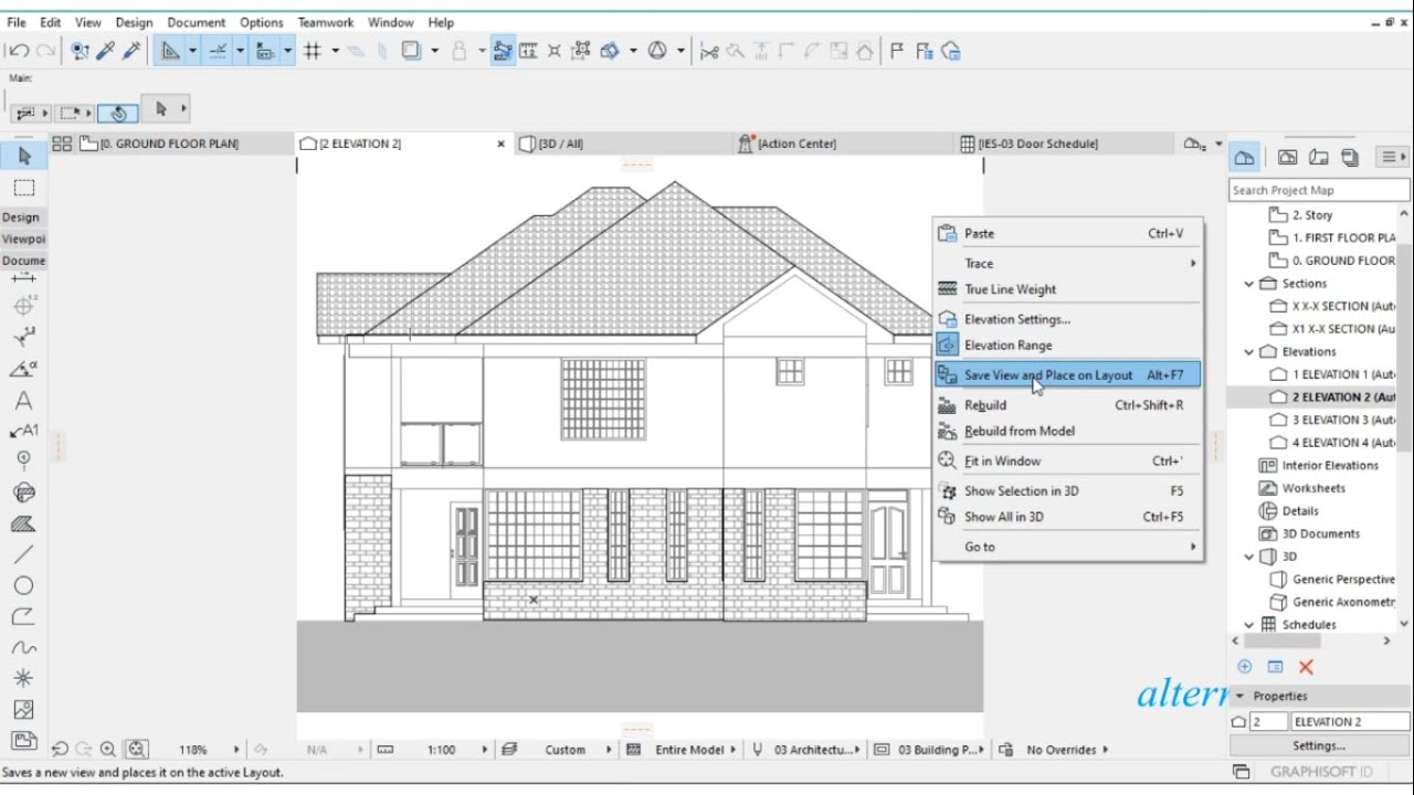 how to draw a house in archicad part 5, editing elevations - YouTube