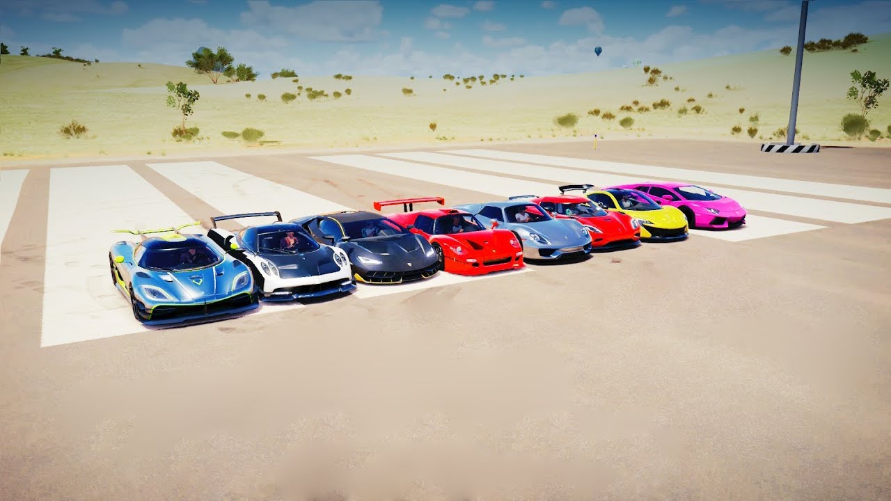 World's Greatest Drag Race! Ferrari F50 GT vs ONE:1, P1, 918, HUAYRA BC ...