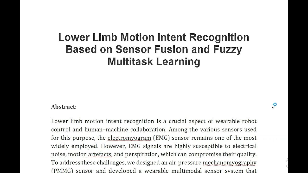 Lower Limb Motion Intent Recognition Based on Sensor Fusion and Fuzzy Multitask Learning - YouTube
