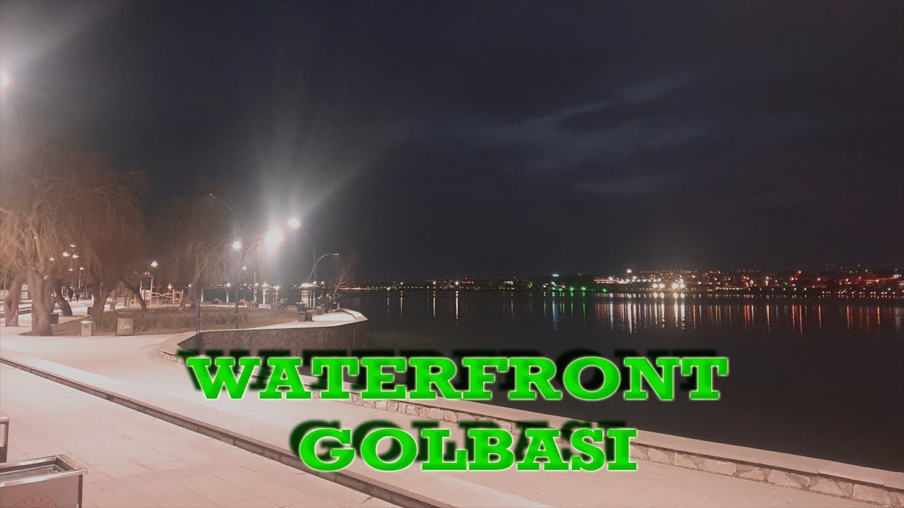 Evening stroll next to the waterfront in Golbasi, near Ankara, Turkey ...