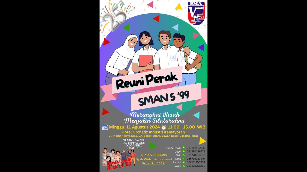 Reuni Perak 25 Tahun SMA 5 Jakarta Angkatan 1999. - YouTube
