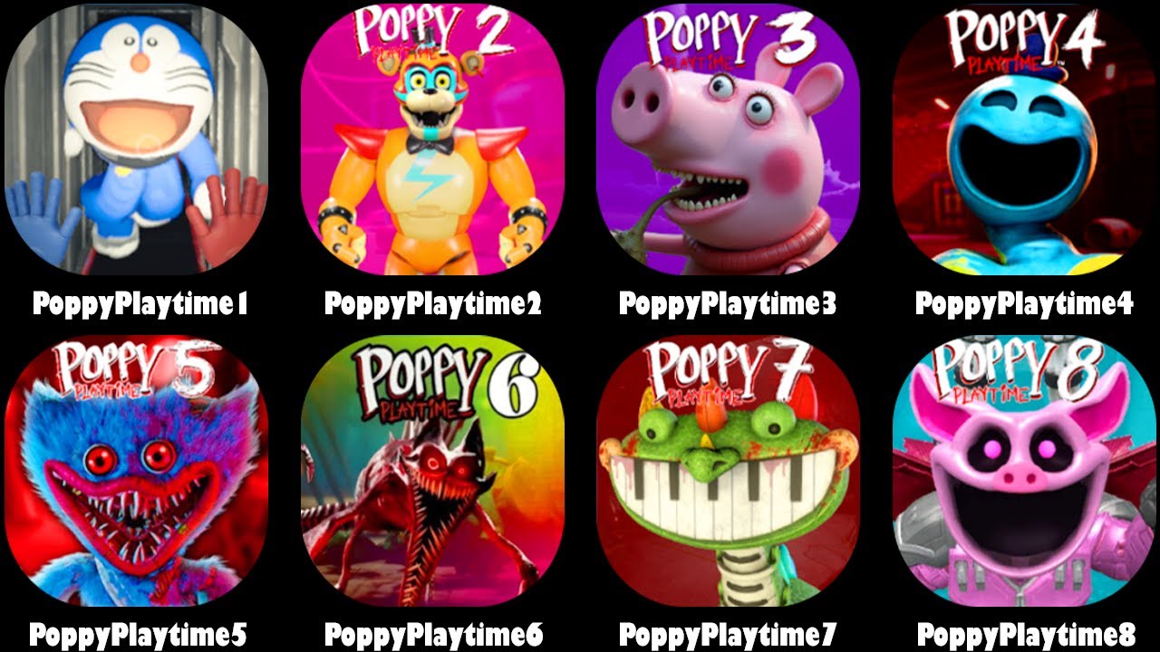 Poppy Playtime Chapter 1 to 8,Poppy Playtime Chapter 5 Fanmade,Poppy ...