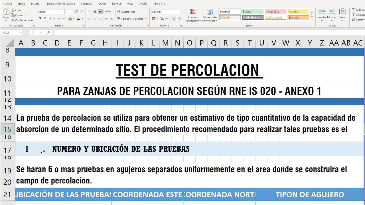 CURSO: ENSAYO DE TEST DE PERCOLACIÓN Para Diseño de Zanjas y Pozos de ...