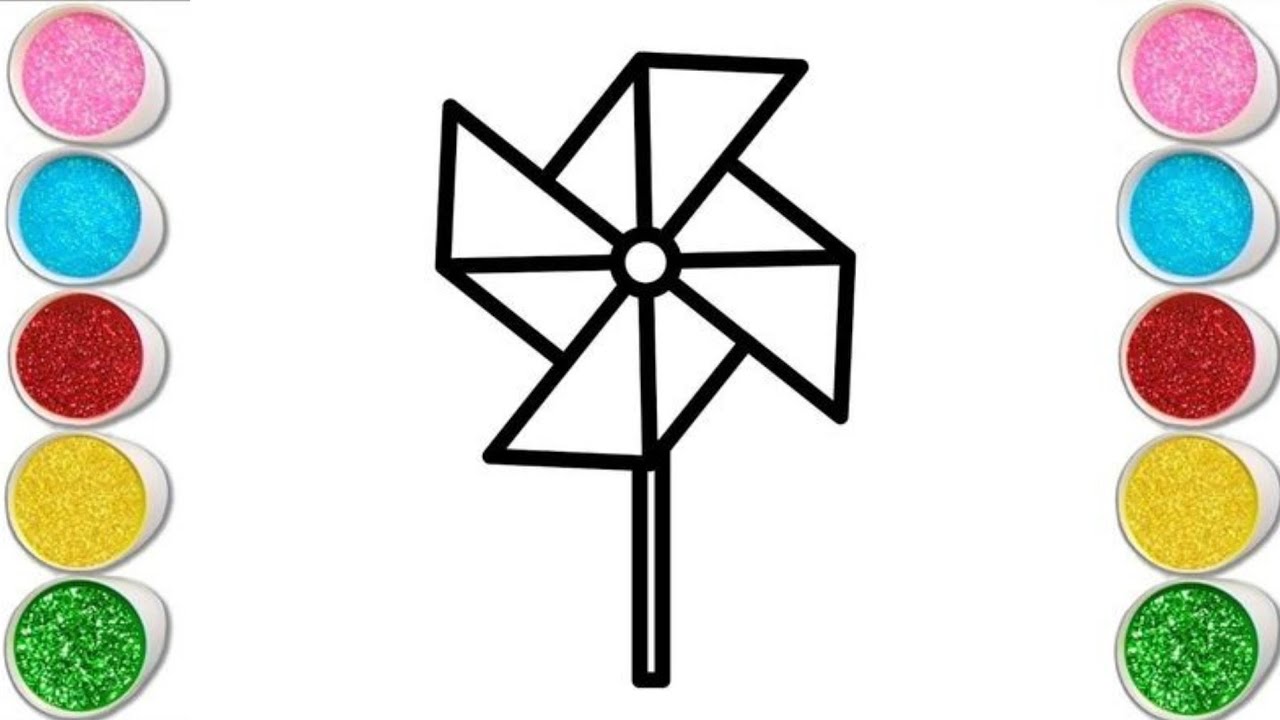 Paper Windmill Drawing, Painting and Coloring for Kids and Toddlers ...