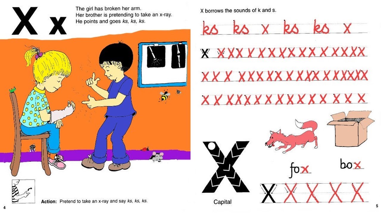 Jolly Phonics | Workbook 6 | Pages 04-05 | The Letter Xx - YouTube