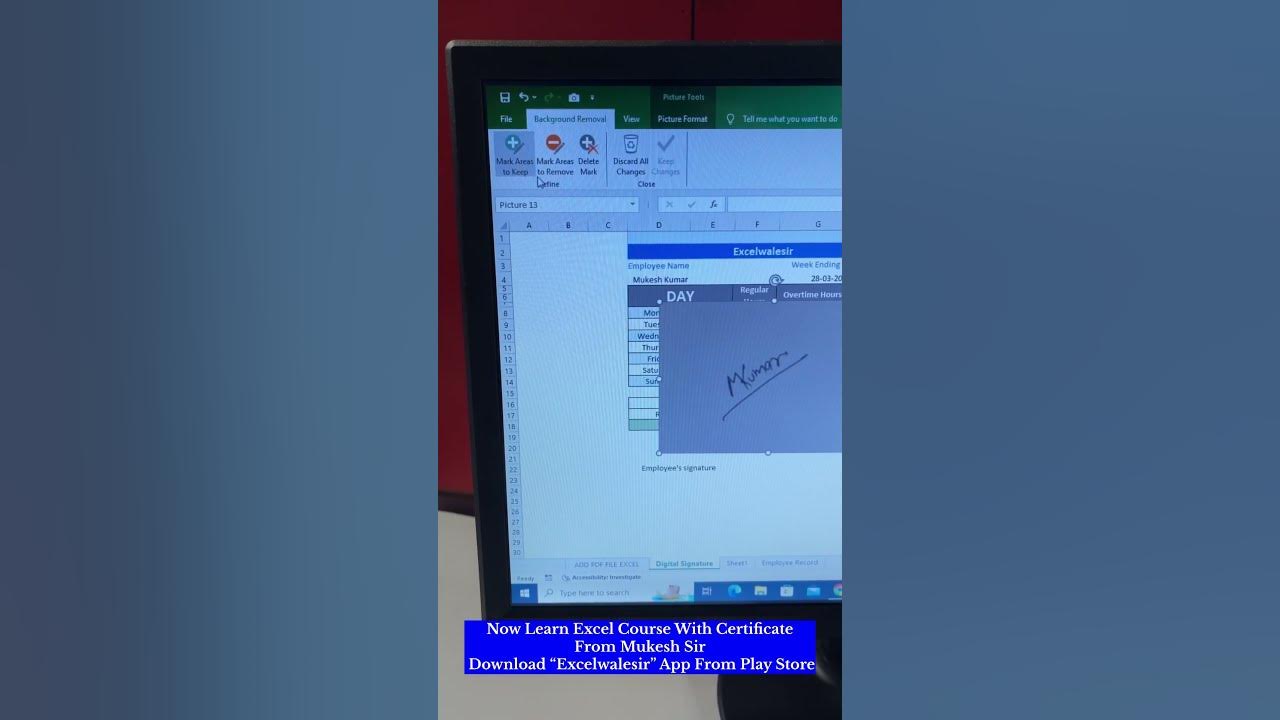 Signature In Excel Excelwalemukeshsir Ytvideoshorts Exceltricks Excel Youtube